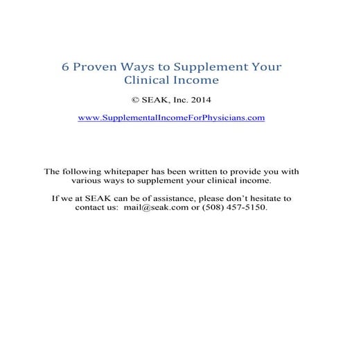 6 proven-ways-to-supplement-your-clinical-income | PDF
