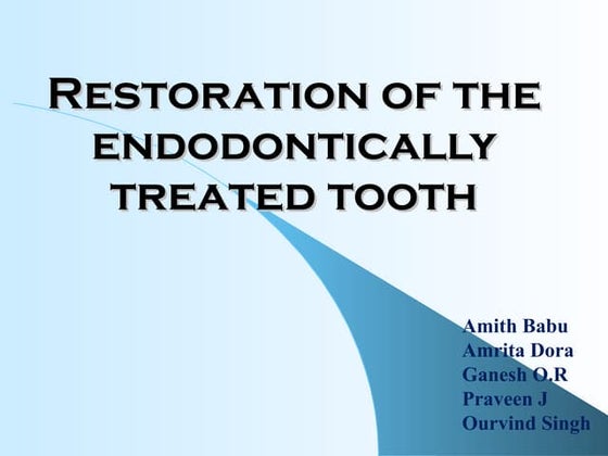 Vonlay; A paradigm shift in post endodontic restoration: A case report ...