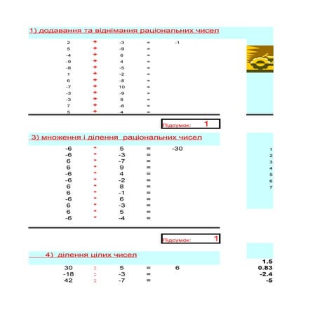 тест 6кл(рац ч+координати) Xls2 | XLS