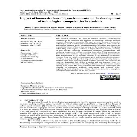 Impact of immersive learning environments on the development of ...