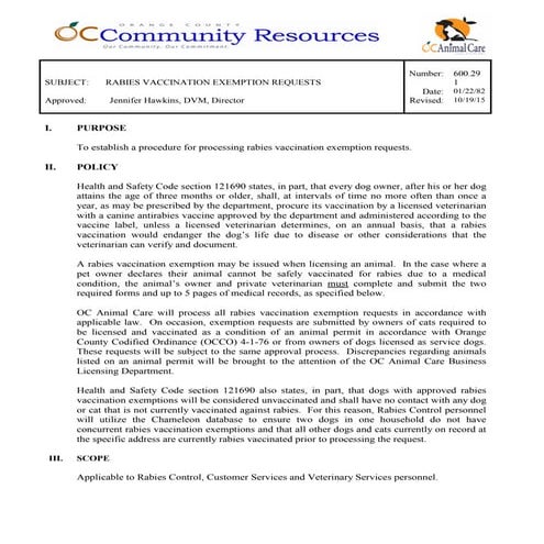 600.29 rabies vaccination exemption requests | PDF
