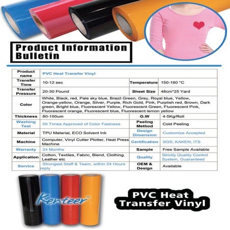 Kenteer PVC heat transfer vinyl | PDF