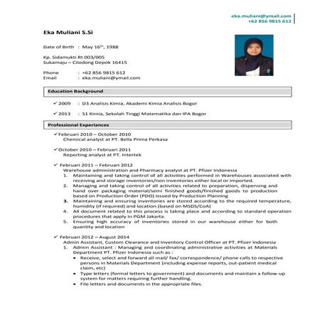 CV Eka Muliani | PDF