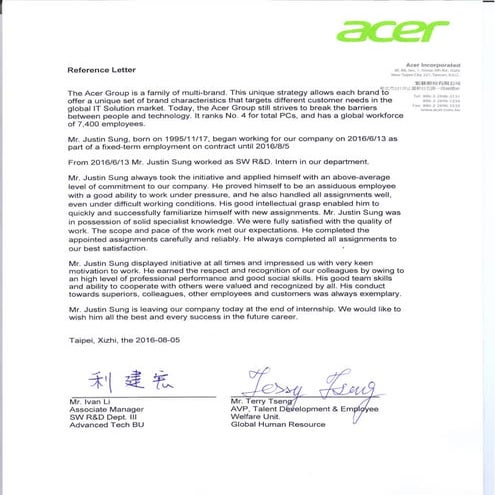 Acer Rec Letter | PDF