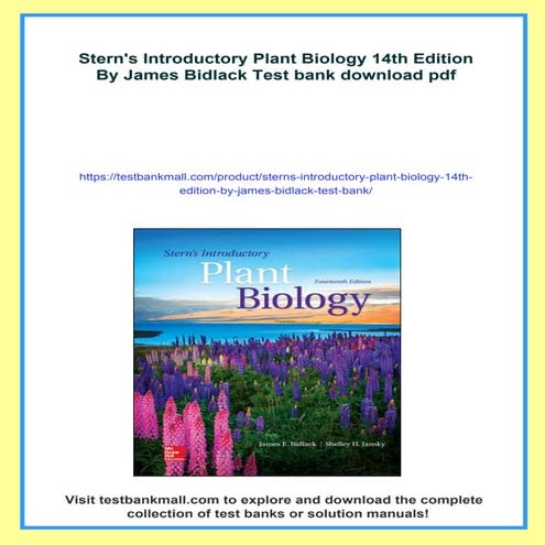 Stern's Introductory Plant Biology 14th Edition By James Bidlack Test ...