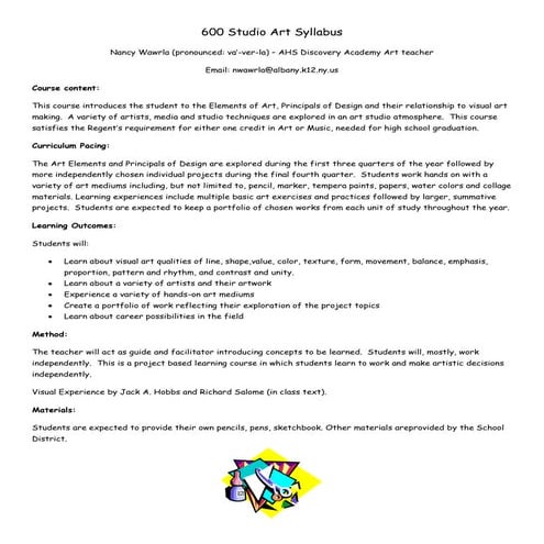 600 studio art syllabus | DOCX