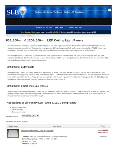1200x600mm led panel 75w - 5yr warranty | PDF