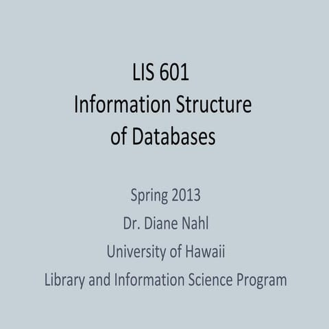 601 Session3-databases-Sp13 | PPT