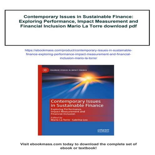 Contemporary Issues in Sustainable Finance: Exploring Performance ...