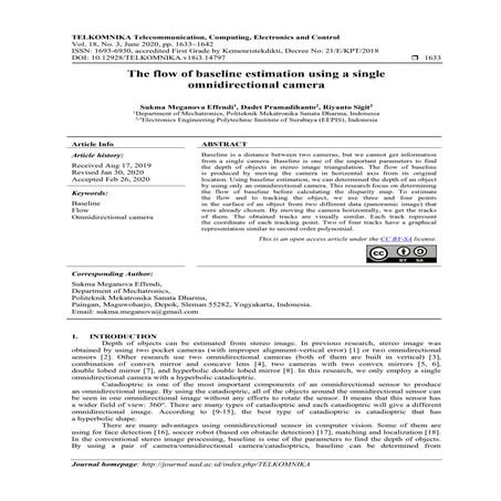 The Flow Of Baseline Estimation Using A Single Omnidirectional Camera Pdf