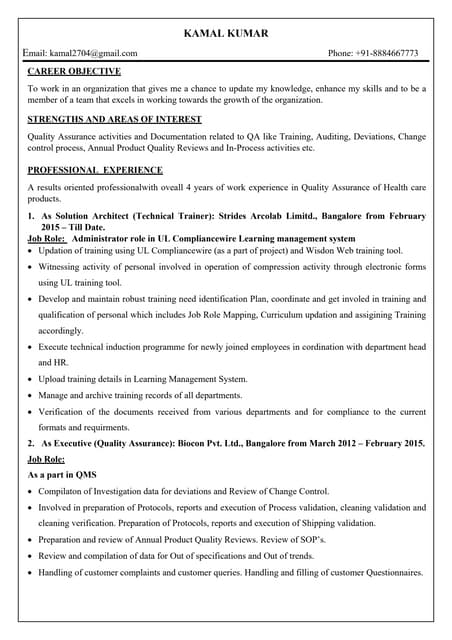 KANI - RESUME | DOC | Manufacturing Industry | Industries