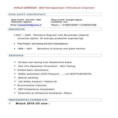 Zerrouki Khalid CV | PDF