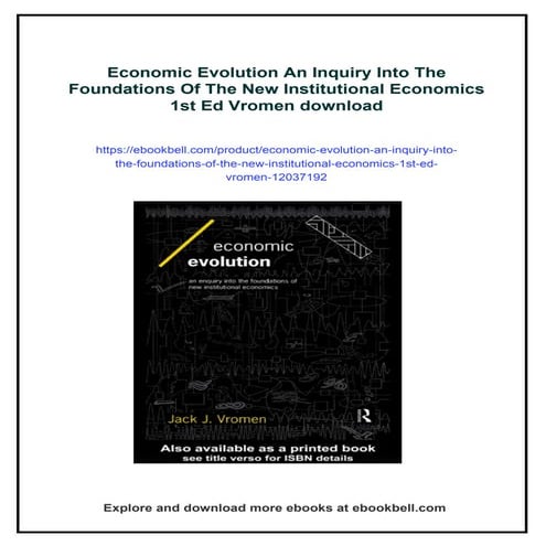 Economic Evolution An Inquiry Into The Foundations Of The New ...