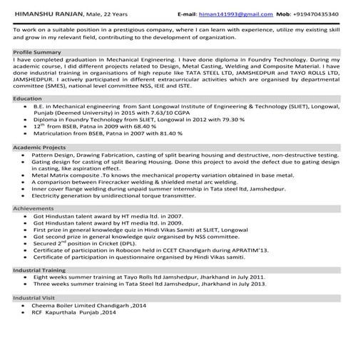 Resume_Himanshu Ranjan | PDF