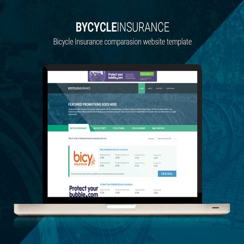 Bicycle insurance comparison website template | PPT