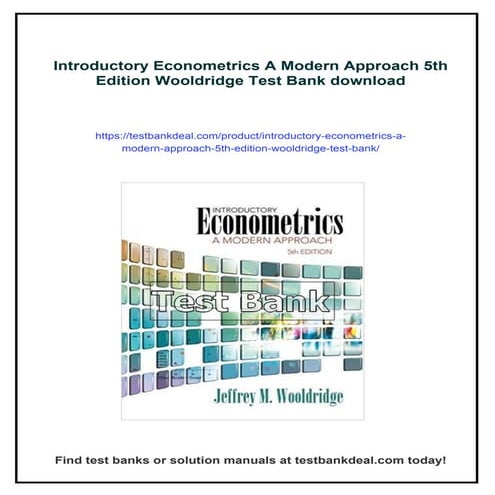 Introductory Econometrics A Modern Approach 5th Edition Wooldridge Test ...