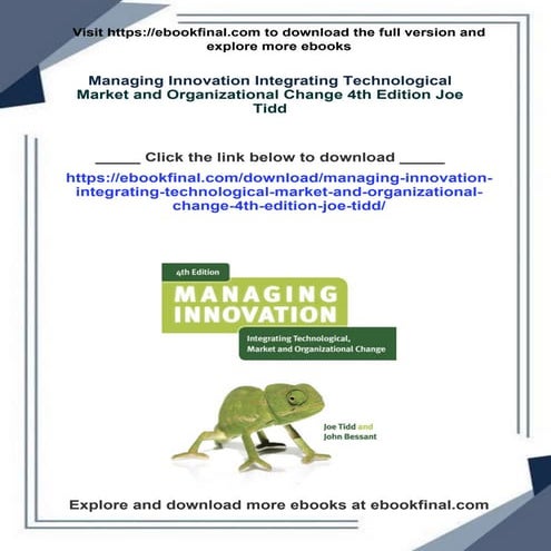 Managing Innovation Integrating Technological Market and Organizational Change 4th Edition Joe ...