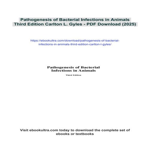 Pathogenesis of Bacterial Infections in Animals Third Edition Carlton L. Gyles | PDF
