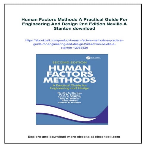 Human Factors Methods A Practical Guide For Engineering And Design 2nd Edition Neville A Stanton ...