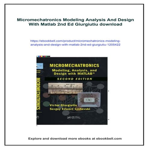 Micromechatronics Modeling Analysis And Design With Matlab 2nd Ed Giurgiutiu | PDF