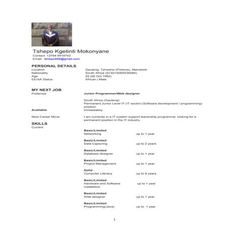 Tshepo_Kgetinti's_Resume (n) | PDF
