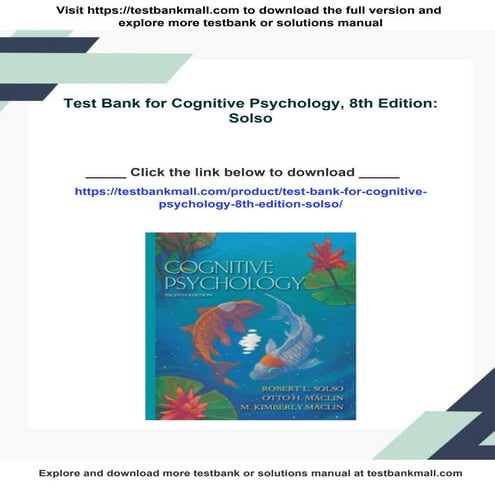 Test Bank for Cognitive Psychology, 8th Edition: Solso | PDF