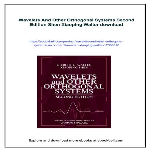 Wavelets And Other Orthogonal Systems Second Edition Shen Xiaoping Walter | PDF