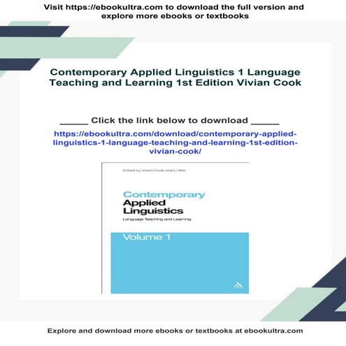 Contemporary Applied Linguistics 1 Language Teaching and Learning 1st ...