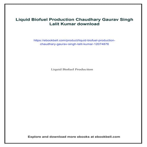 Liquid Biofuel Production Chaudhary Gaurav Singh Lalit Kumar | PDF