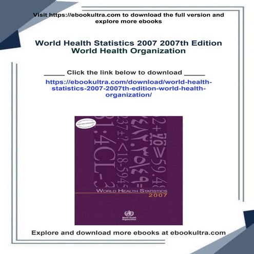 Monitoring Health for the SDGs - Global Health Statistics 2024 - WHO | PDF