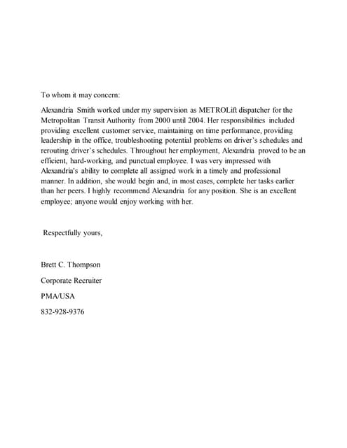 Letter of recommendation | DOC