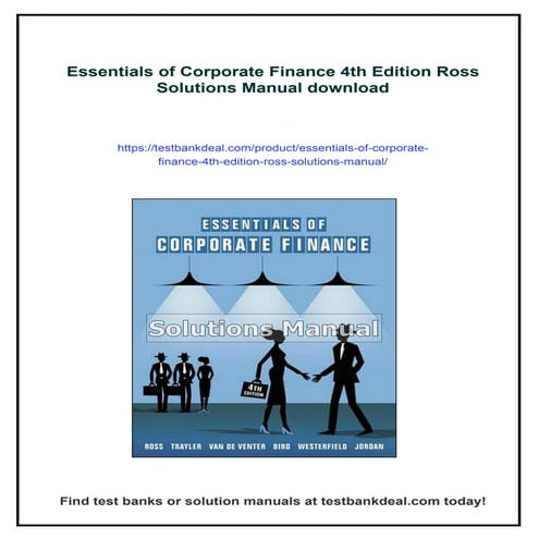 Essentials of Corporate Finance 4th Edition Ross Solutions Manual | PDF