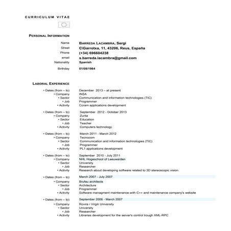 Resume_Sergi_Barreda_Lacambra | DOC | Programming Languages | Computing