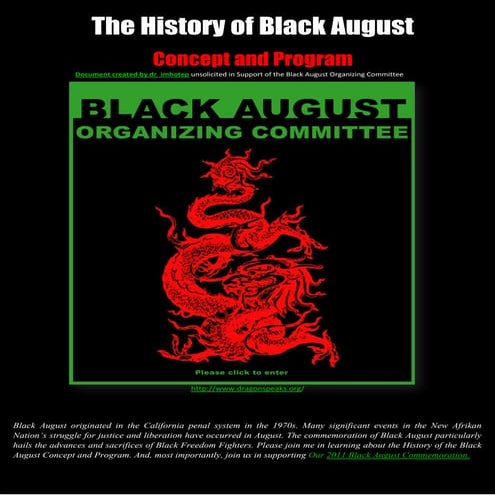 RBG On the History of Black August with Concept and Program-IN ...