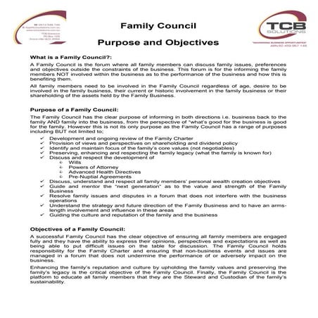 20160618 Family Council Summary | PDF | Business | Business and Finance