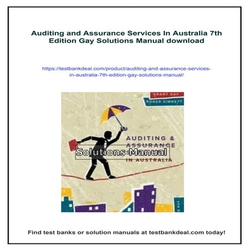 Auditing and Assurance Services In Australia 7th Edition Gay Solutions ...