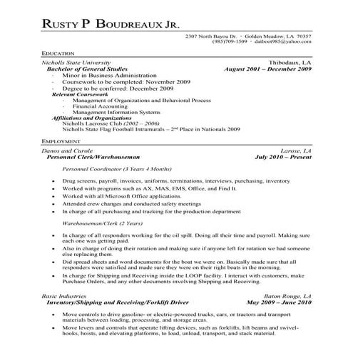 Rusty Jr Resume | PDF
