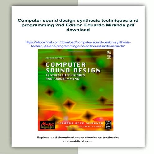 Computer sound design synthesis techniques and programming 2nd Edition ...