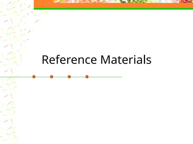 Reference Materials Powerpoint | PPT