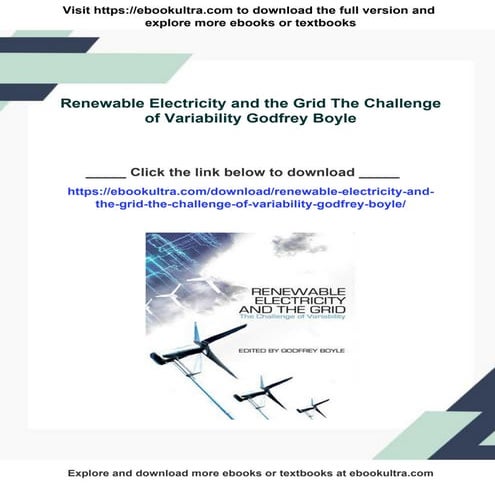 Renewable Electricity and the Grid The Challenge of Variability Godfrey ...