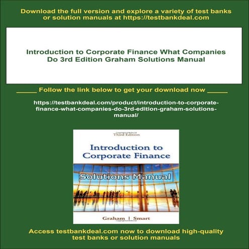 Introduction to Corporate Finance What Companies Do 3rd Edition Graham ...