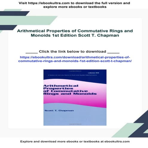 Arithmetical Properties of Commutative Rings and Monoids 1st Edition ...