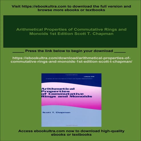 Arithmetical Properties Of Commutative Rings And Monoids 1st Edition Scott T Chapman Pdf