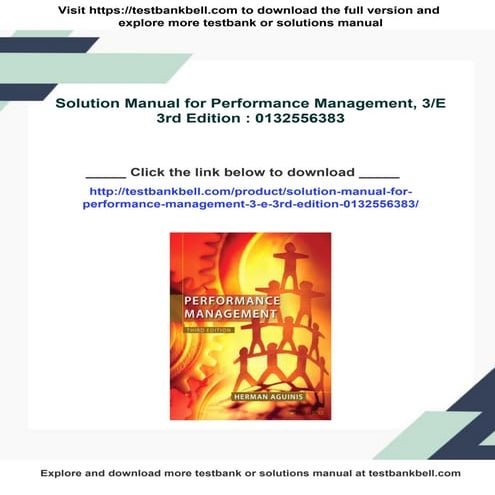Solution Manual for Performance Management, 3/E 3rd Edition : 0132556383 | PDF