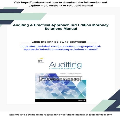 Auditing A Practical Approach 3rd Edition Moroney Solutions Manual | PDF