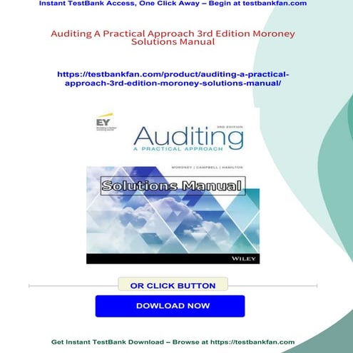 Auditing A Practical Approach 3rd Edition Moroney Solutions Manual | PDF