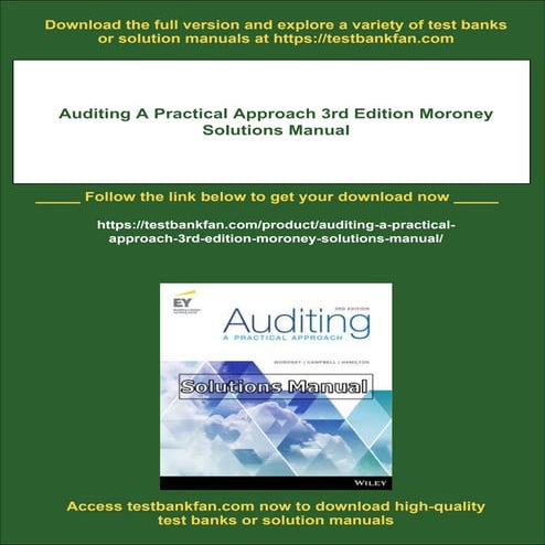 Auditing A Practical Approach 3rd Edition Moroney Solutions Manual | PDF