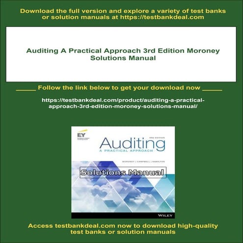 Auditing A Practical Approach 3rd Edition Moroney Solutions Manual | PDF