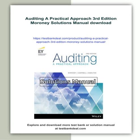 Auditing A Practical Approach 3rd Edition Moroney Solutions Manual | PDF