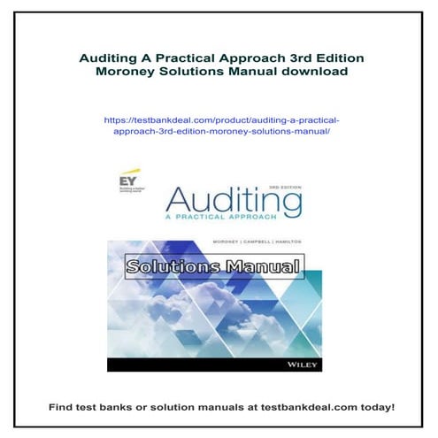 Auditing A Practical Approach 3rd Edition Moroney Solutions Manual | PDF